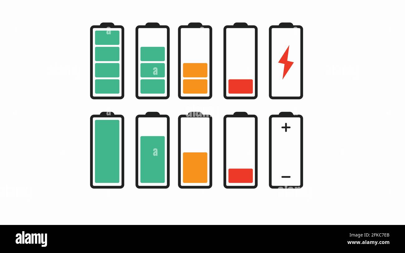 Battery Icon Set. Vector isolated flat set of batteries signs Stock ...