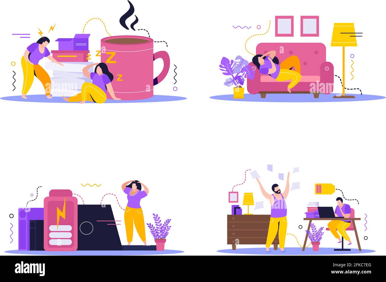 Low energy people concept icons set with energy problem symbols flat ...