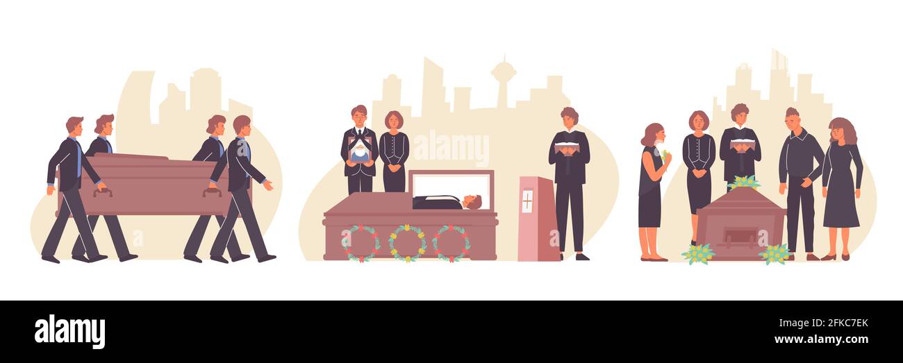 Funeral set of compositions with human characters of near and dear ones ...