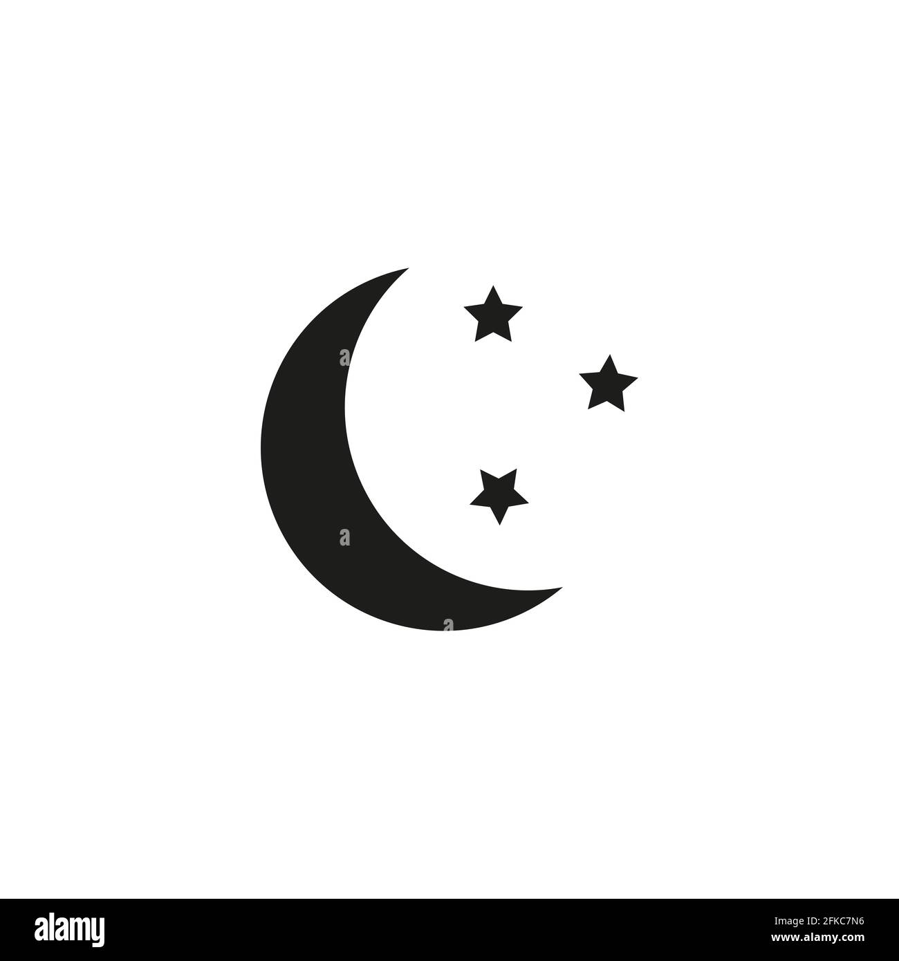 Moon Icon in trendy flat style isolated on grey background. Nighttime ...
