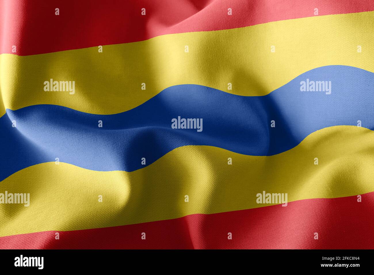3D illustration flag of Overijssel is a region of Netherlands. Waving ...