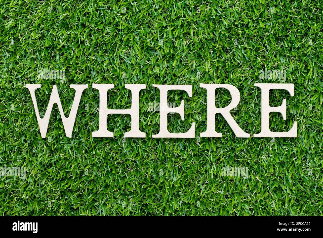 Wood alphabet letter in word where on green grass background Stock ...