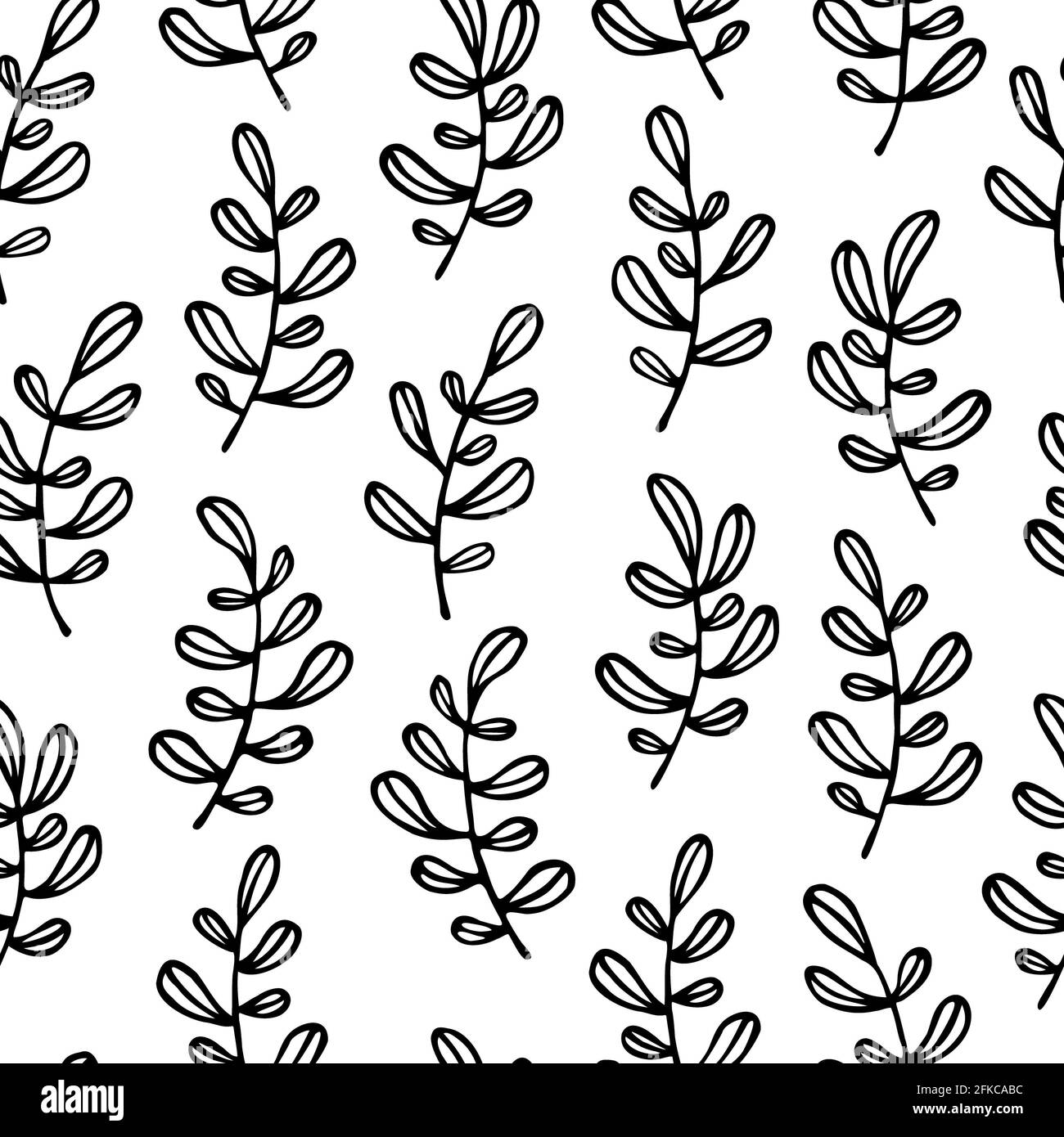 Vector seamless floral pattern with hand drawn small branches. Cute ...
