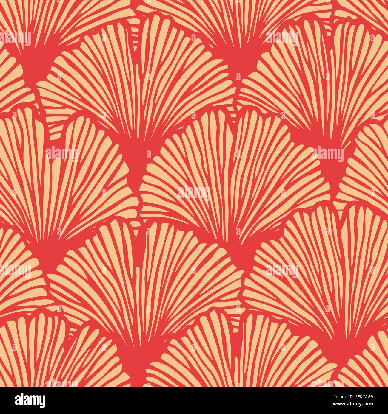 Vector seamless pattern with hand drawn ginkgo biloba leaves. Beautiful ...