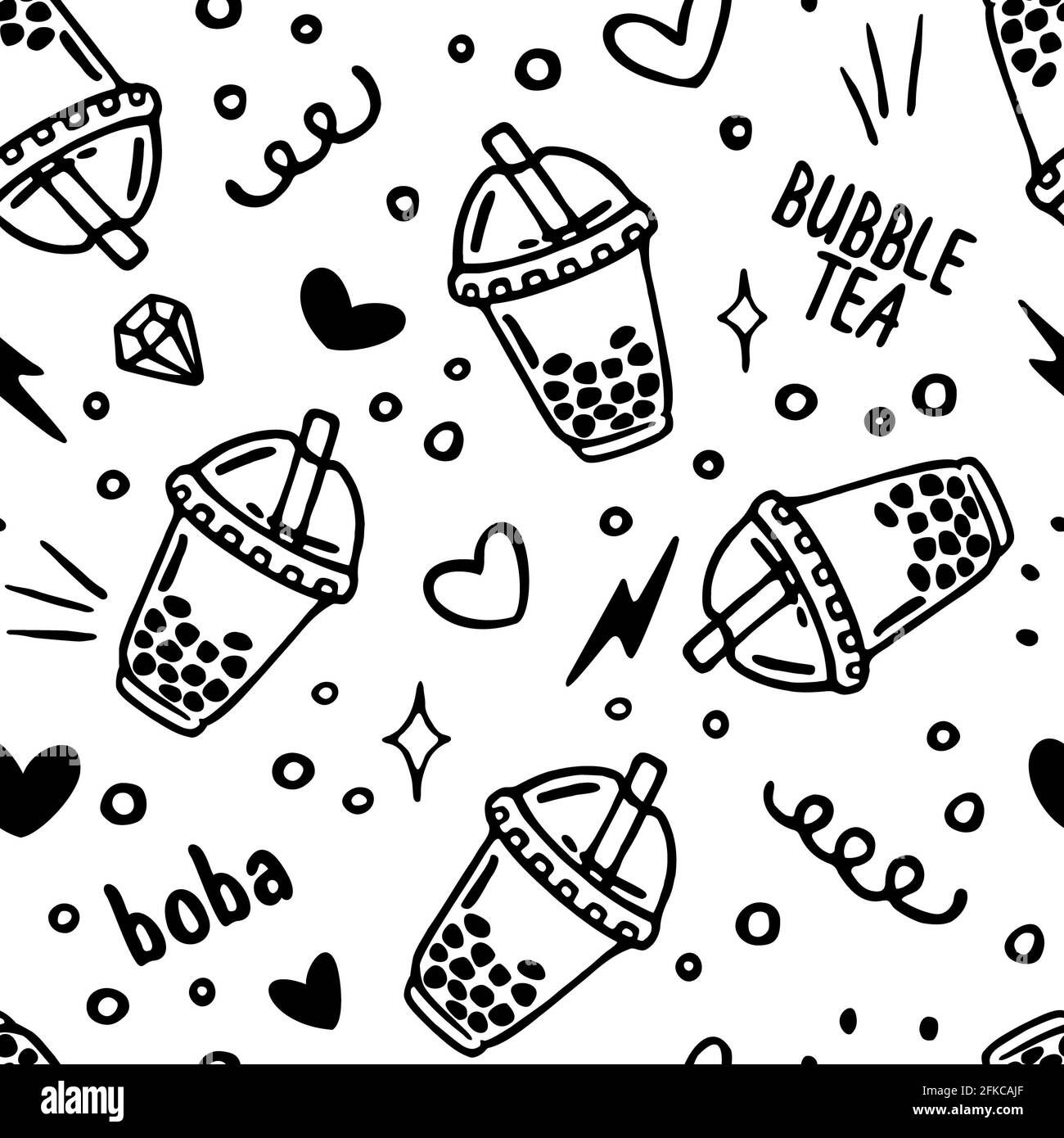 Cute bubble tea Black and White Stock Photos & Images - Alamy