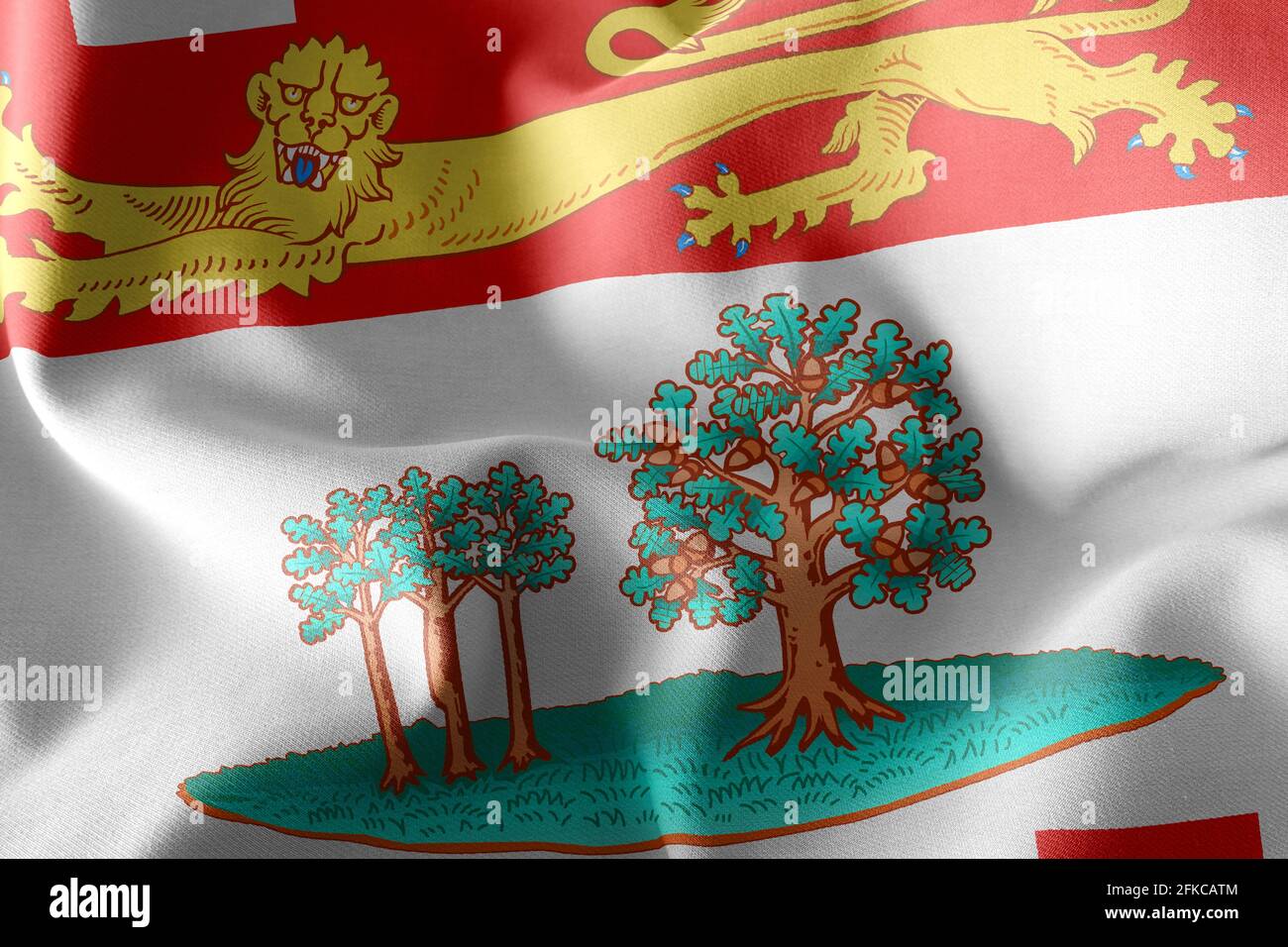 3D illustration flag of Prince Edward Island is a region of Canada ...