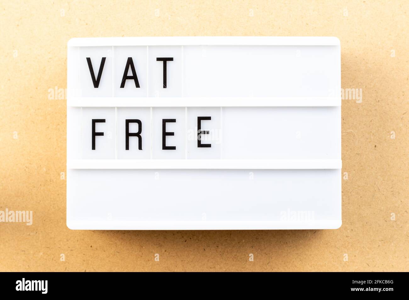 Light box with word vat free on wood background Stock Photo - Alamy