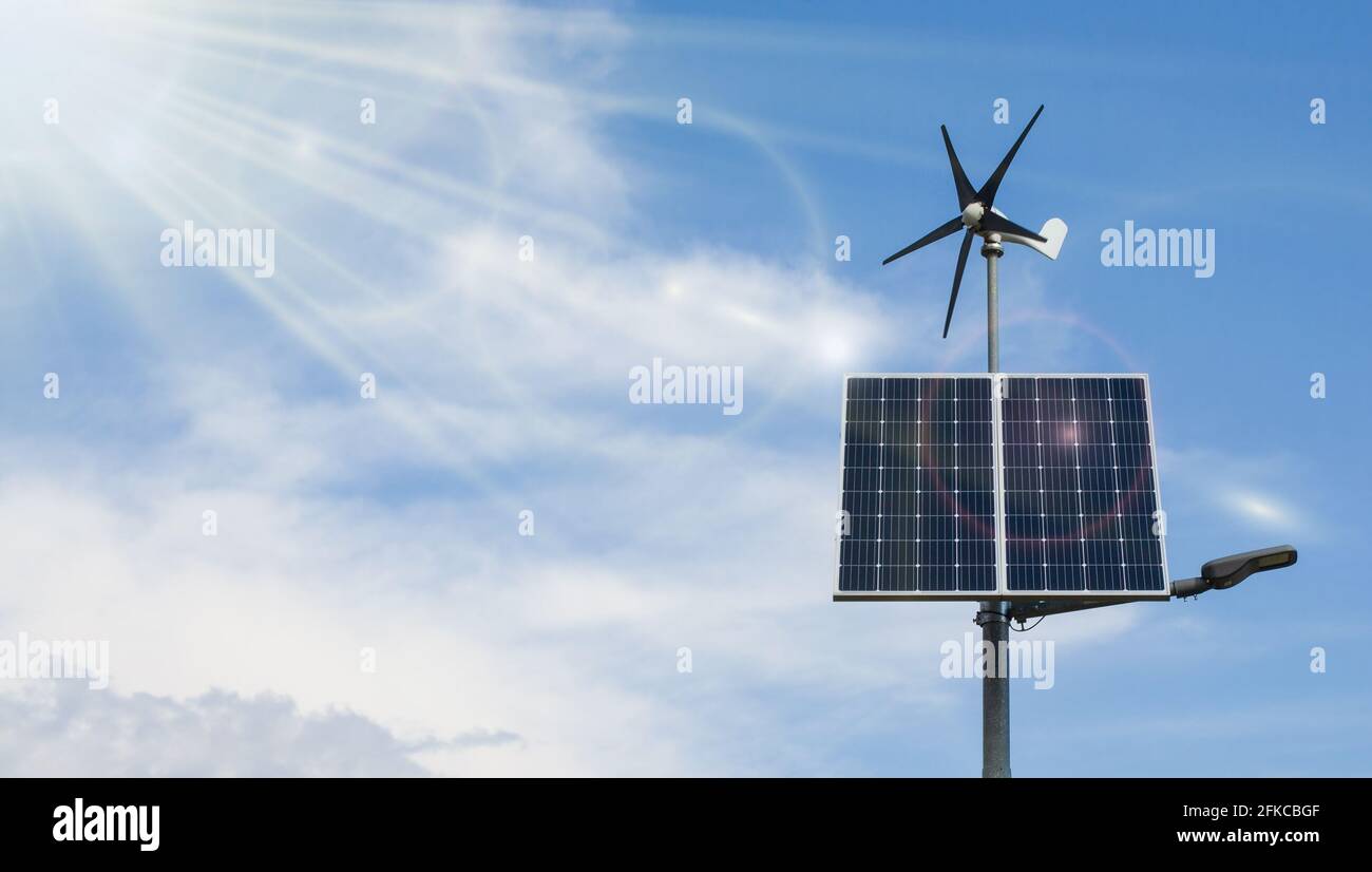 Solar panel small wind turbine hi-res stock photography and images - Alamy