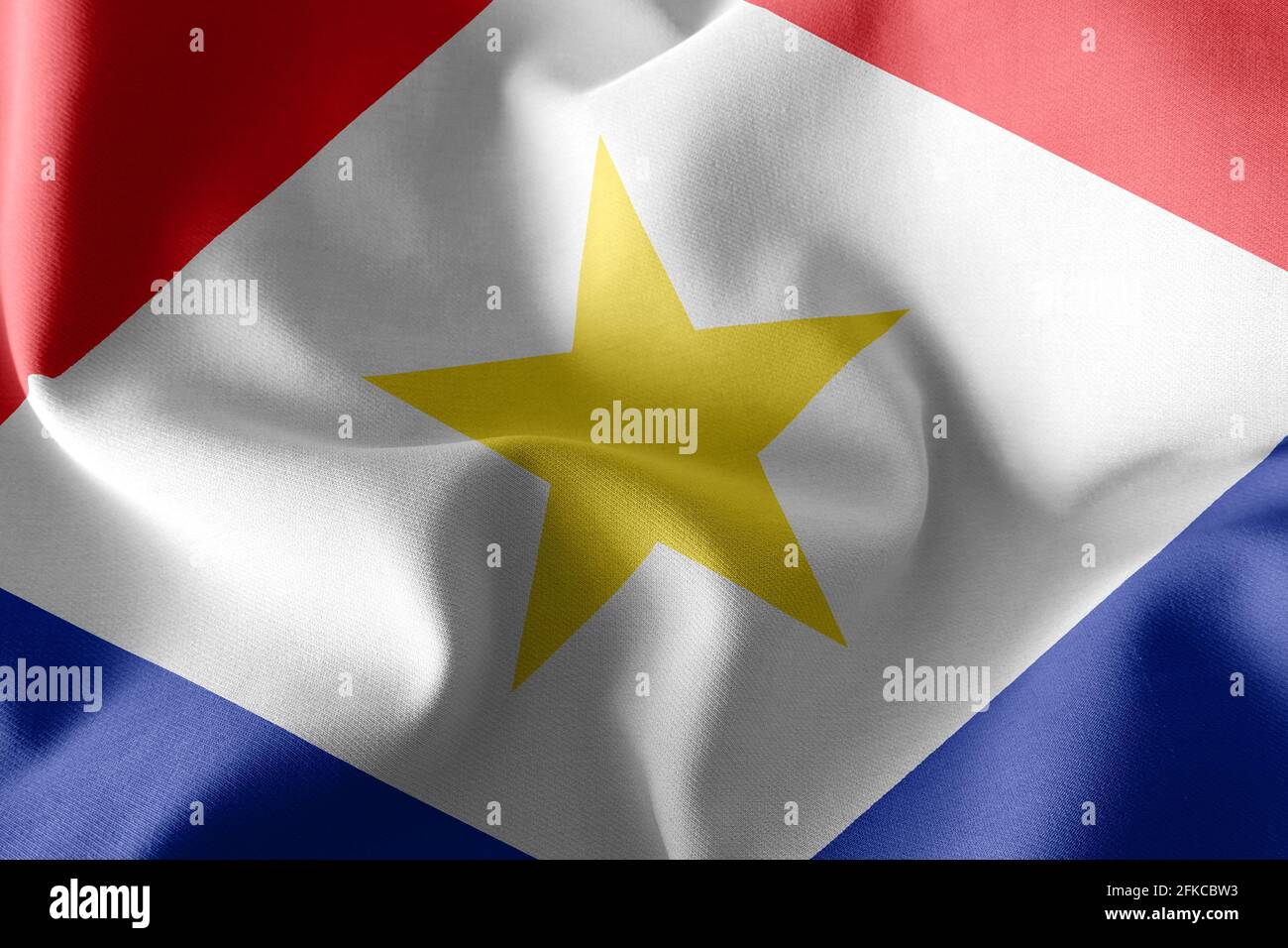 3D illustration flag of Saba is a region of Netherlands. Waving on the ...