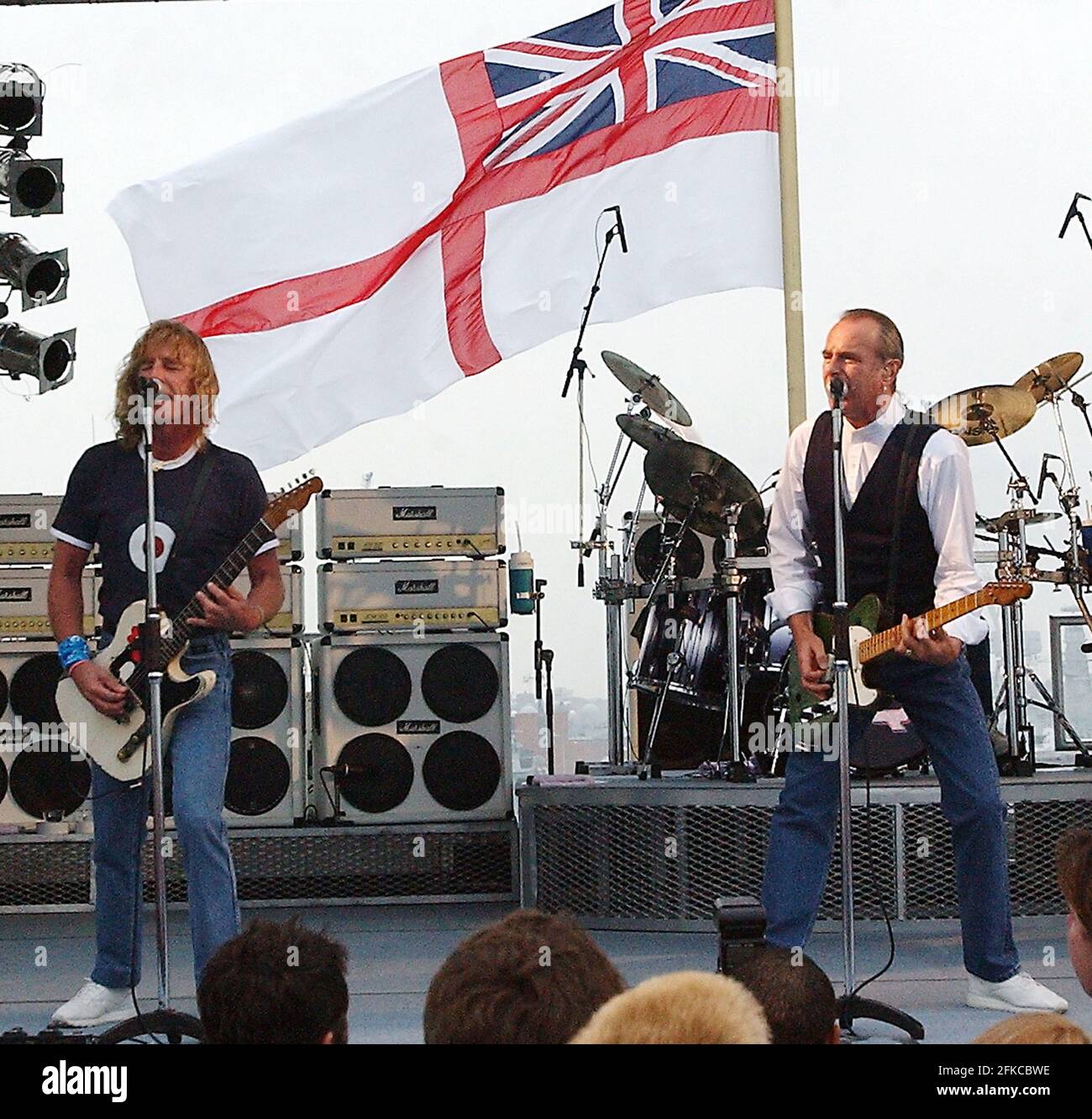 STATUS QUO'S RICK PARFITT AND FRANCIS ROSSI ON STAGE ABOARD HMS ARK ...
