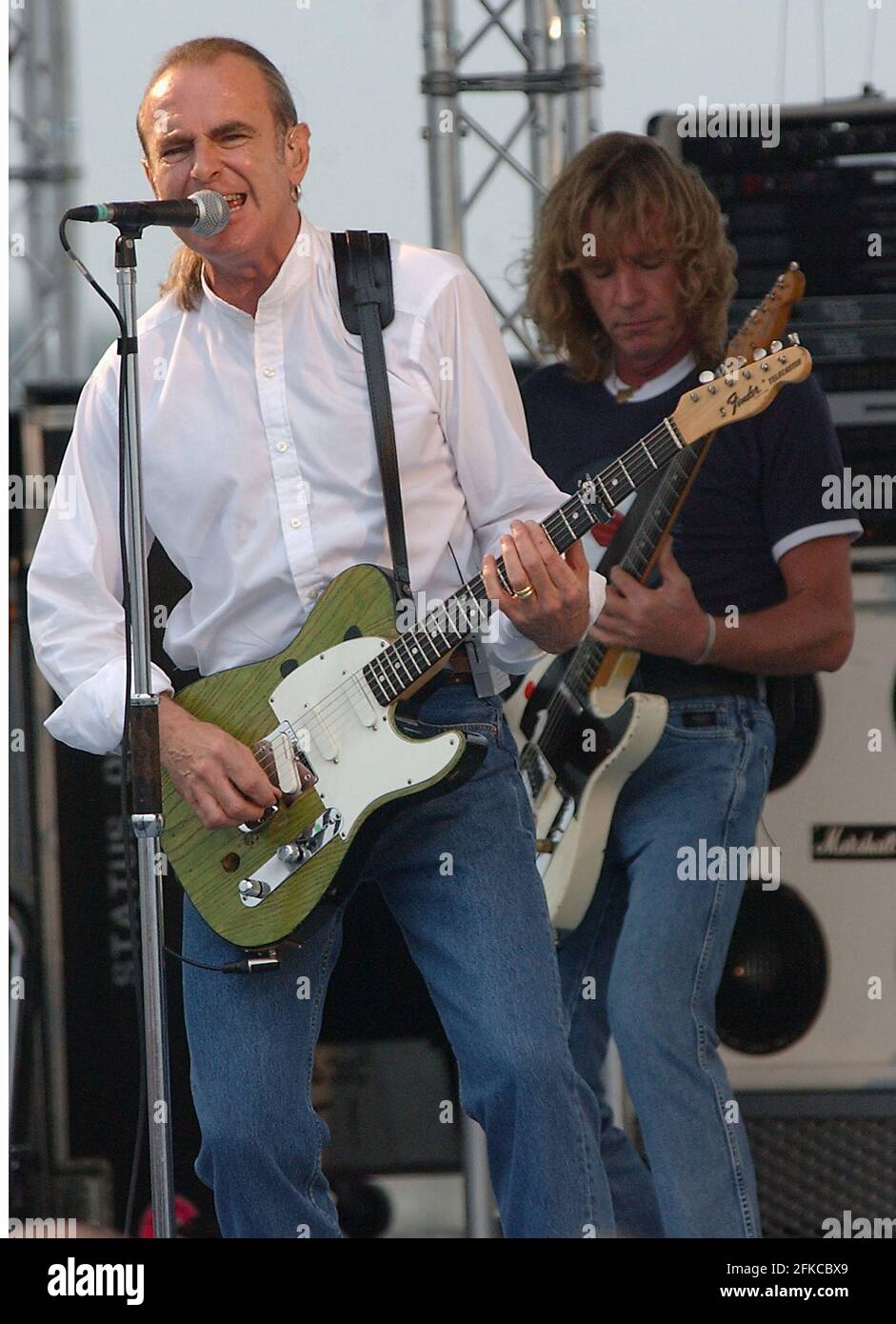 STATUS QUO'S RICK PARFITT AND FRANCIS ROSSI ON STAGE ABOARD HMS ARK ...