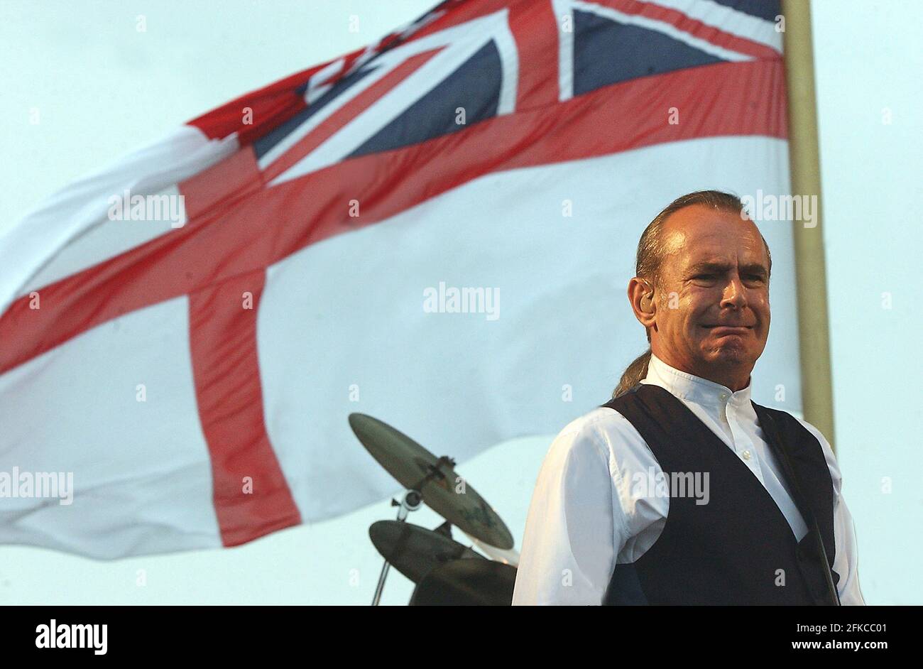 STATUS QUO'S FRANCIS ROSSI ON STAGE ABOARD HMS ARK ROYAL AT PORTSMOUTH ...