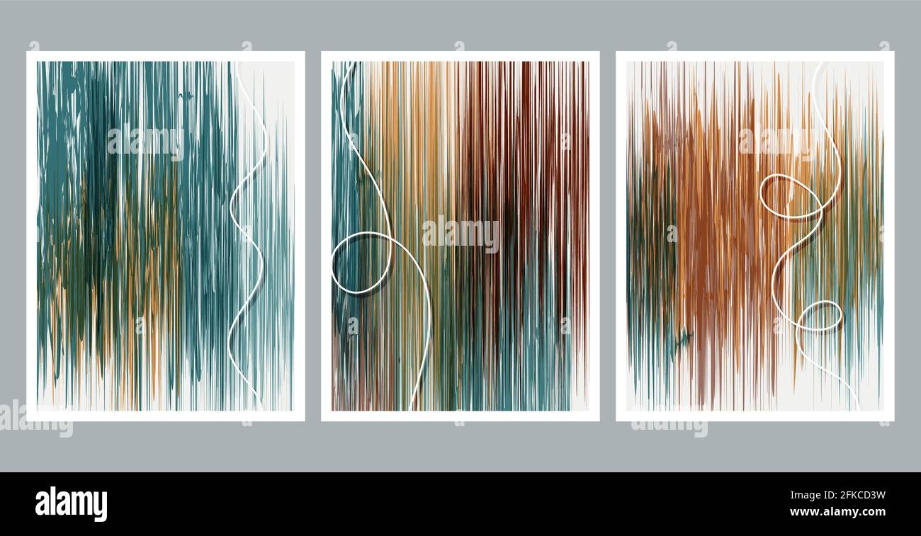 Modern abstract painting. Scribble effect. Set of fluid geometric ...