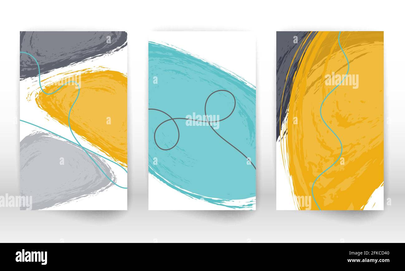 Set of geometric shapes. Hand drawn watercolor effect design elements ...