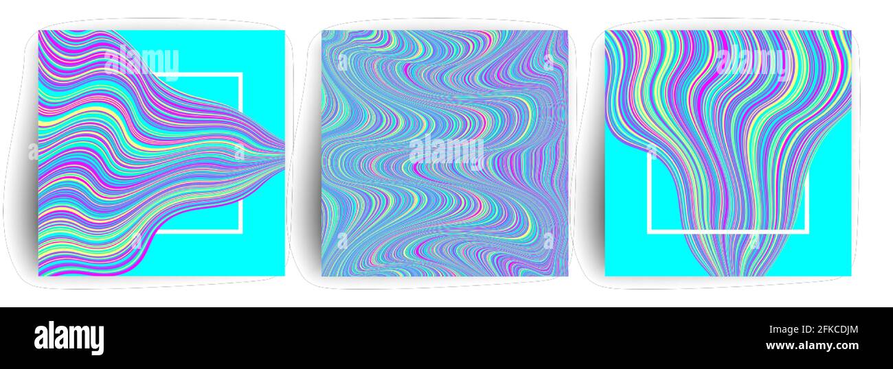 Wavy lines posters. Fluid colorful design template. Abstract cover ...