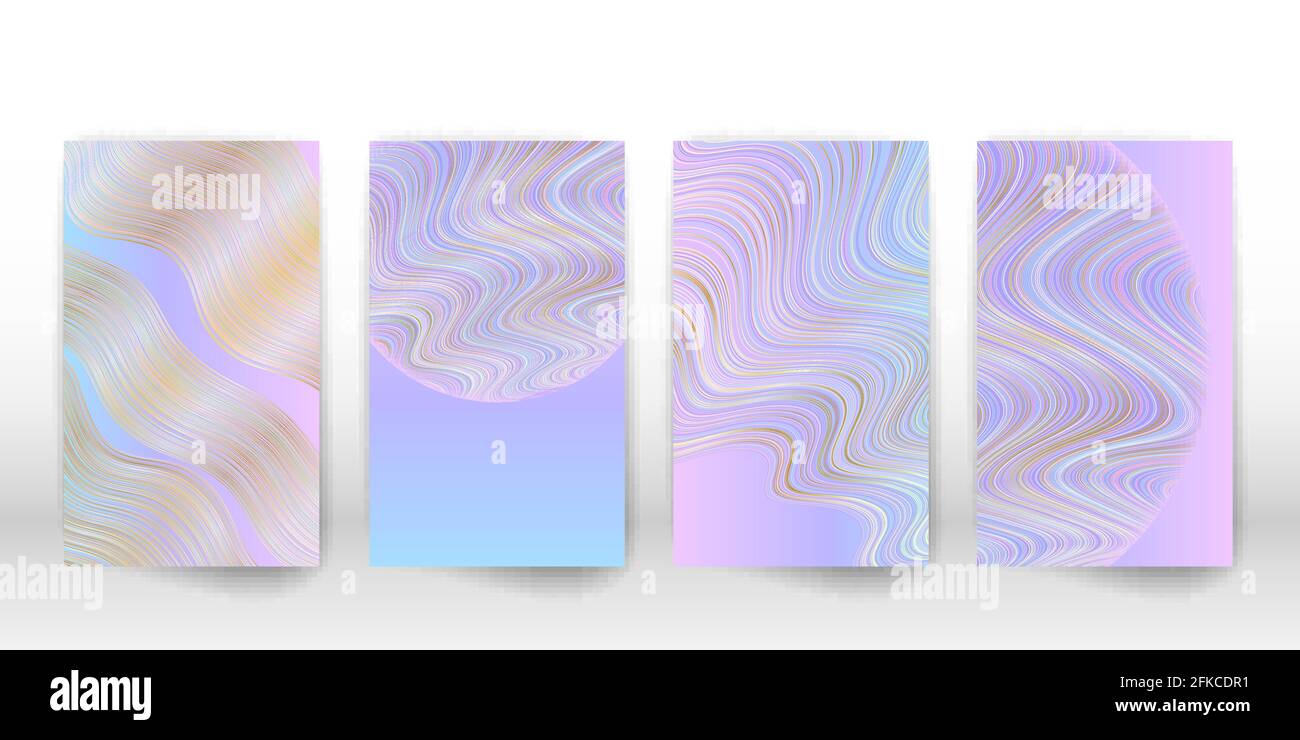 Fluid colorful poster template. Wavy lines cover flyer set. Colorful ...