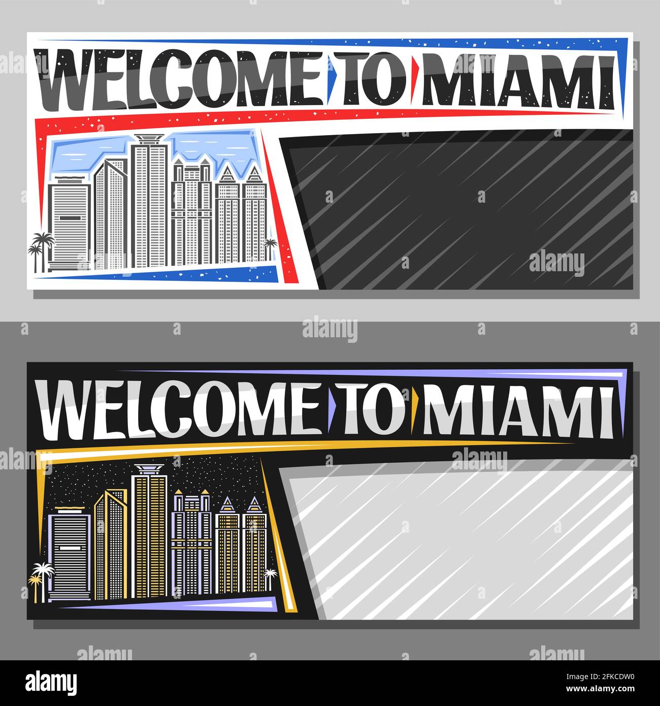 Vector layouts for Miami with copy space, decorative voucher with ...