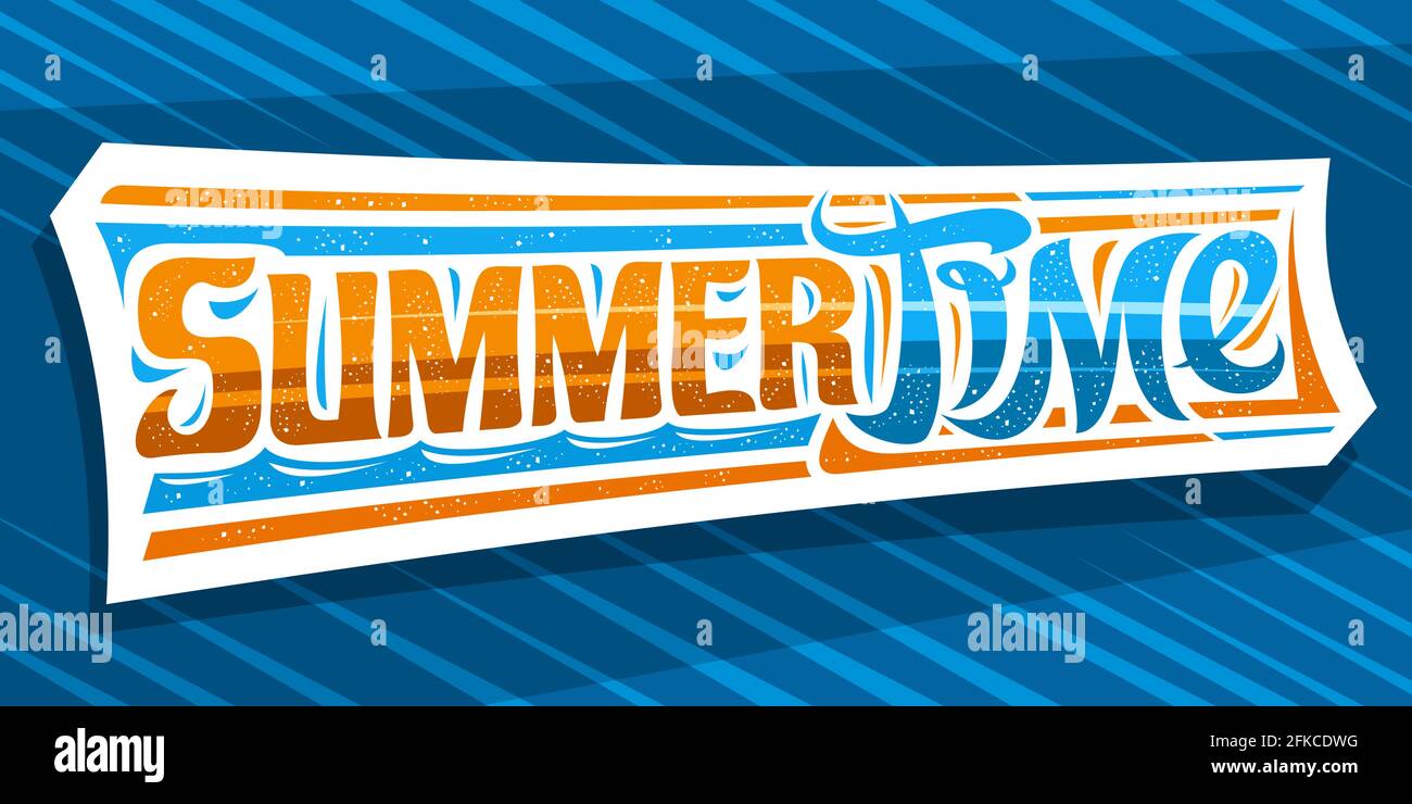 Vector banner for Summer Time, greeting card with curly calligraphic ...