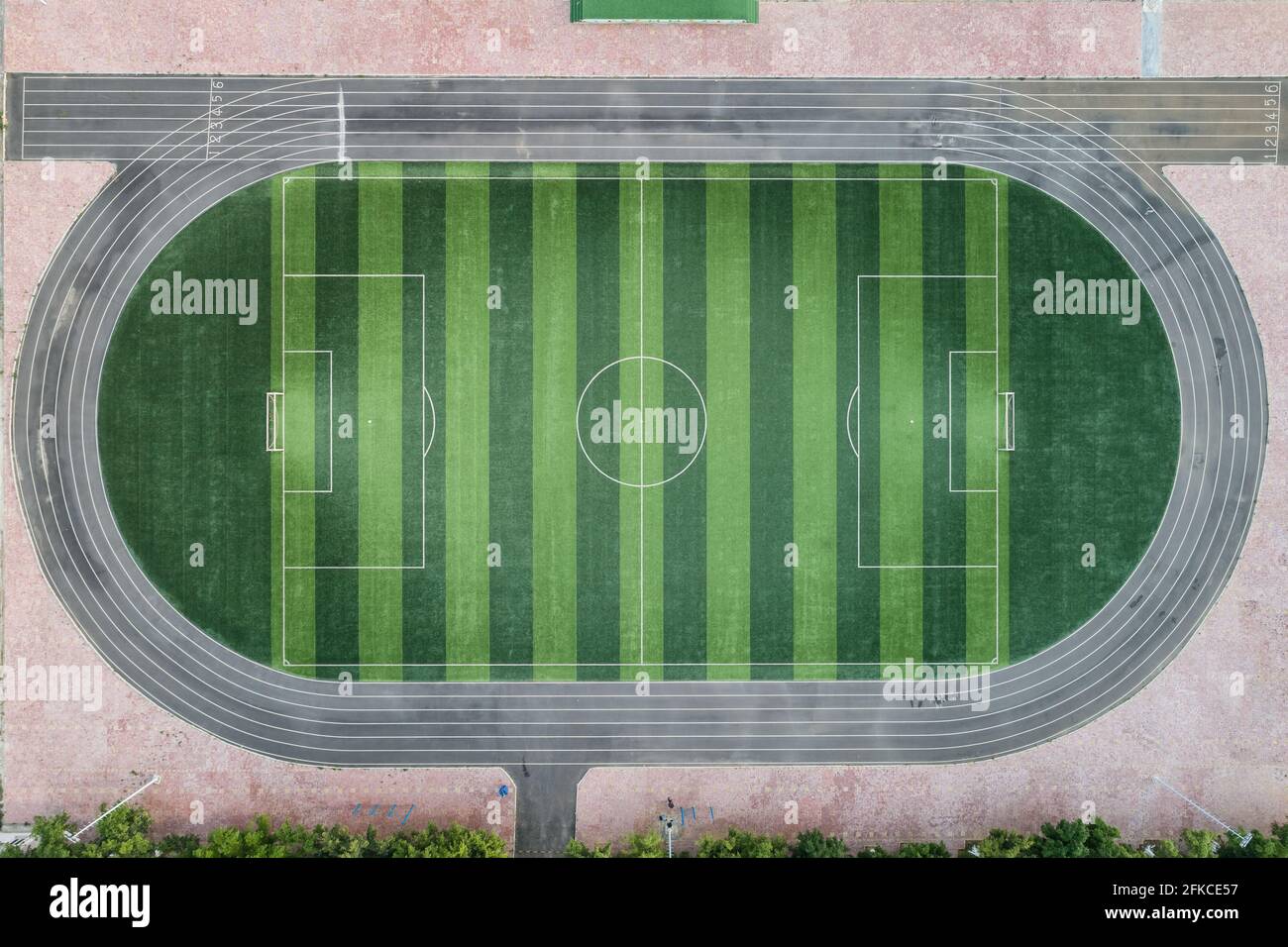 Aerial photography of an empty outdoor sports field Stock Photo - Alamy