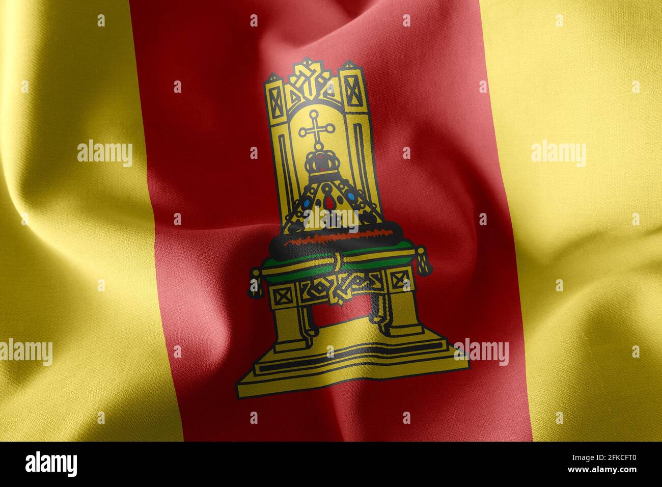 3D illustration flag of Tver Oblast is a region of Russia. Waving on ...