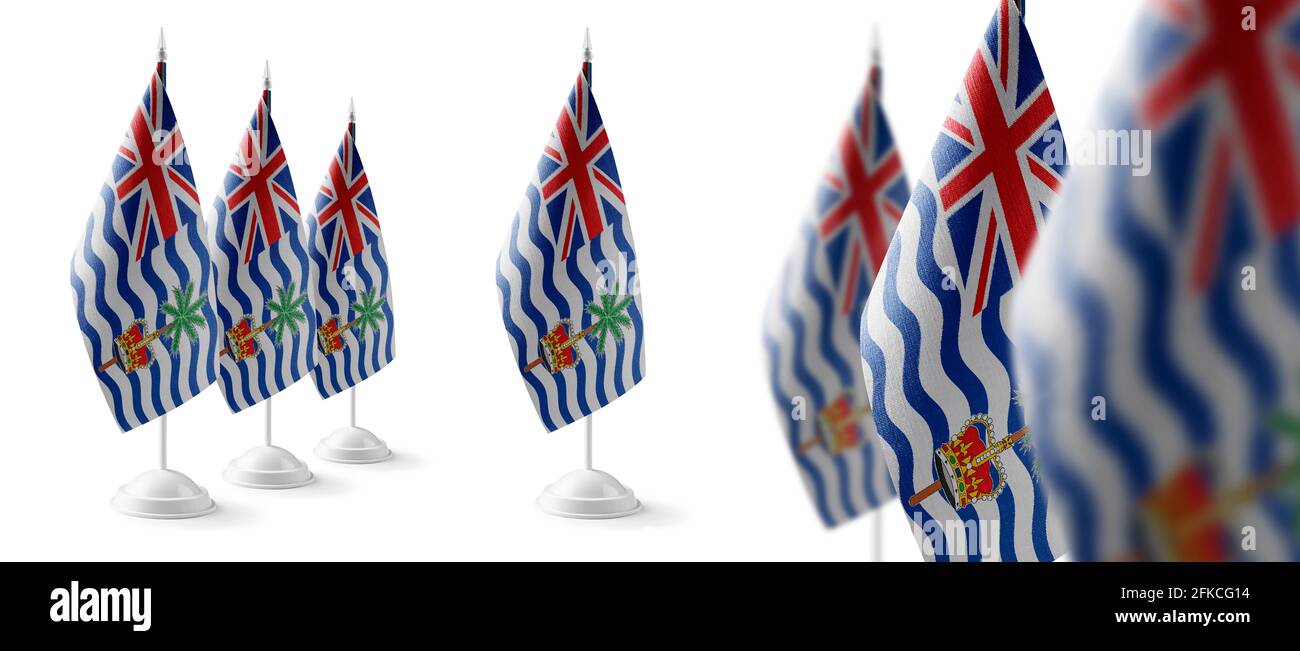 Set of British Indian Ocean Territory national flags on a white ...