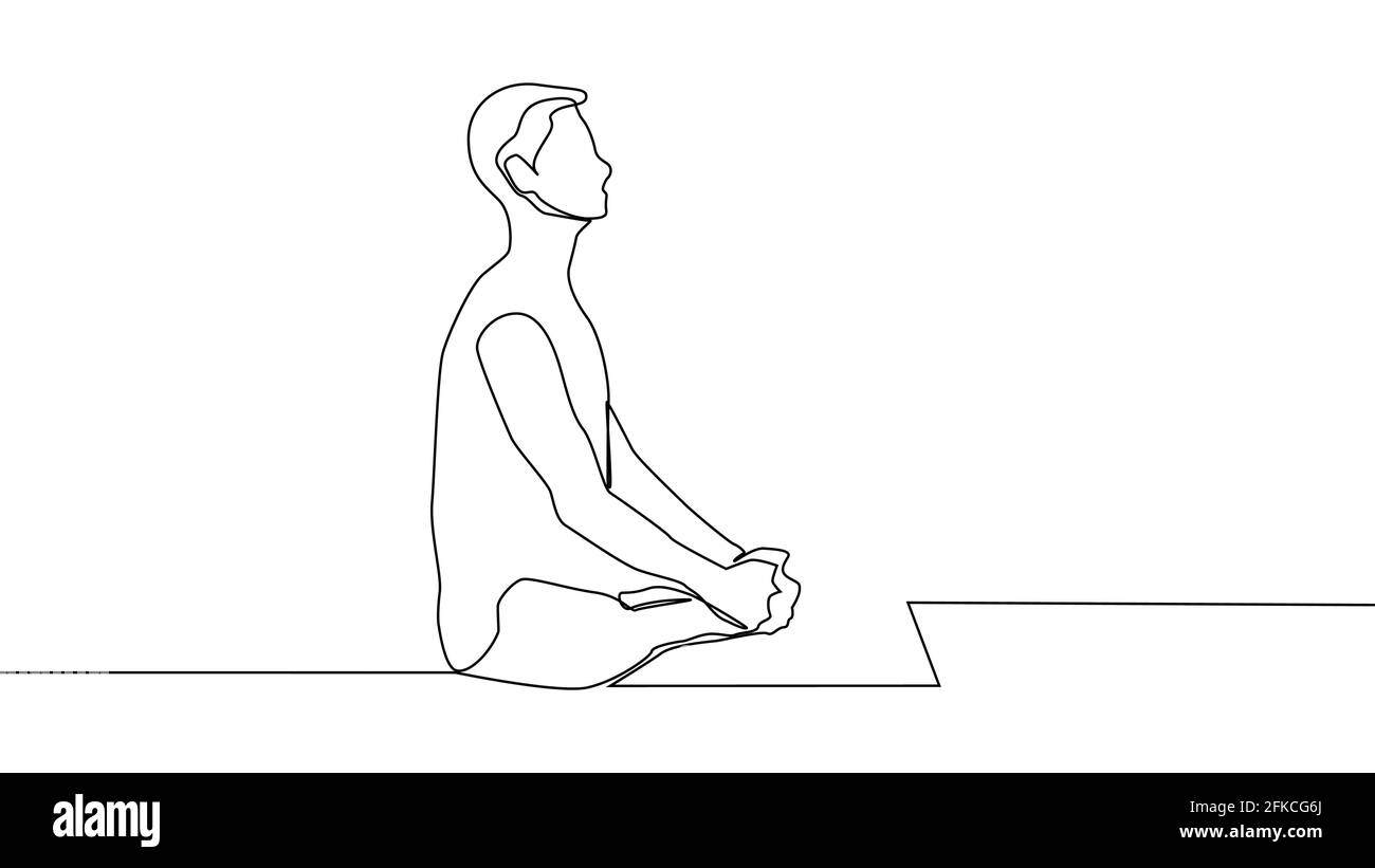 Yoga Woman Man Practices Yoga While Sitting In The Lotus Position