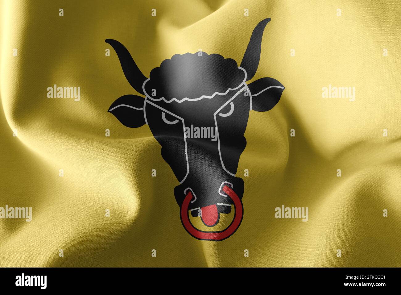 3D illustration flag of Uri is a region of Switzerland. Waving on the ...