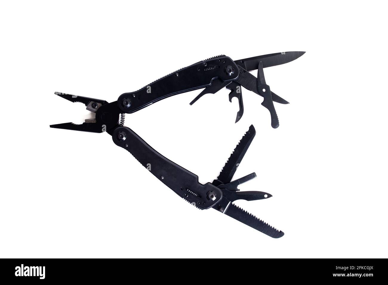Black multi tool isolated on a white background Stock Photo - Alamy
