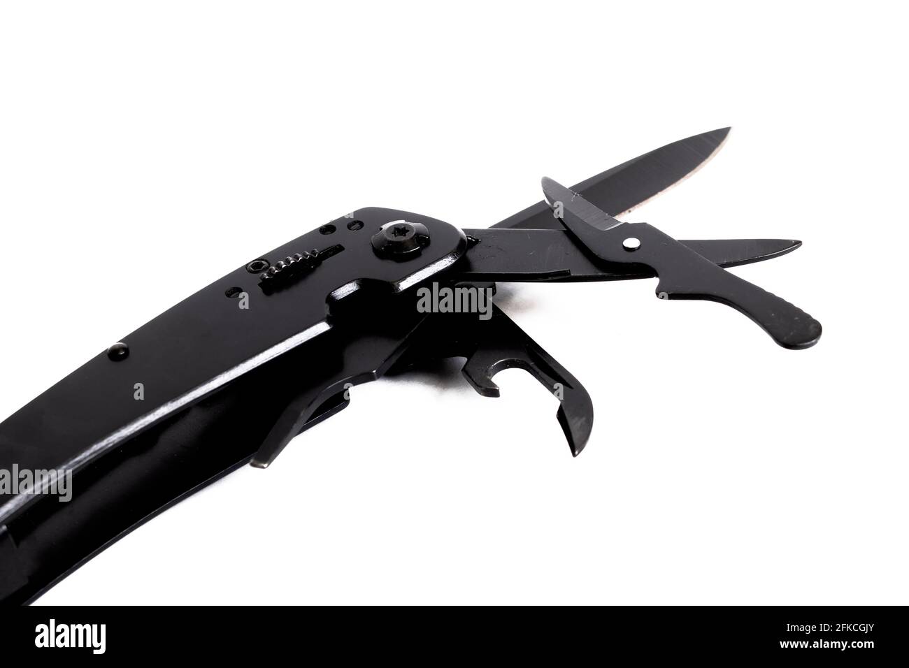 Black multi tool isolated on a white background Stock Photo - Alamy