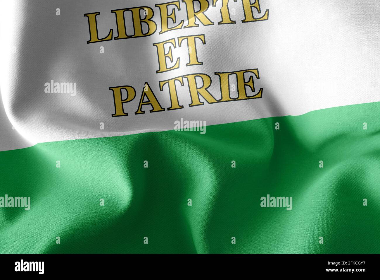 3D illustration flag of Vaud is a region of Switzerland. Waving on the ...