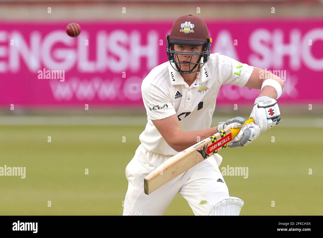30 April, 2021. London, UK. Surrey’s Jamie Smith batting as Surrey take ...