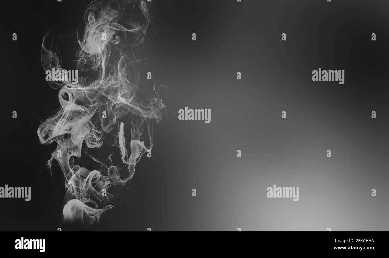 Cigarette smoke over blacl wall. Healthcare nonsmoking addictions ...