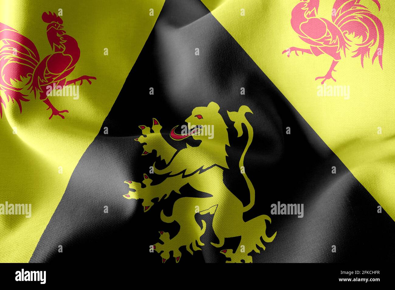 3D illustration flag of Walloon Brabant is a province of Belgium ...