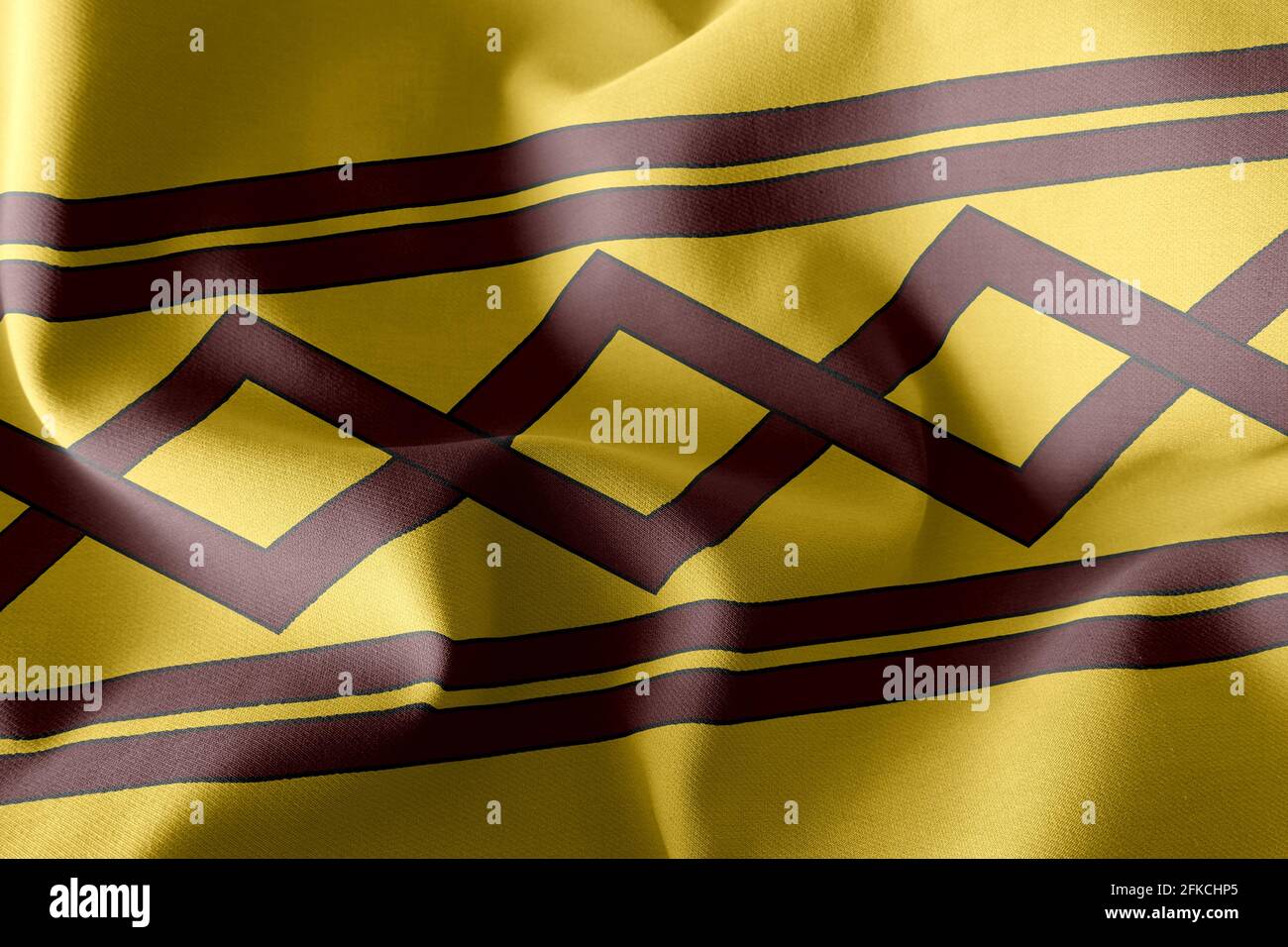 3D illustration flag of West Midlands is a county of England. Waving on ...