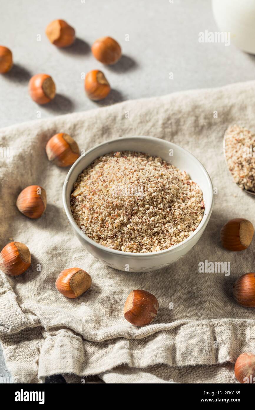 Raw Organic Hazelnut Flour in a Bowl Stock Photo - Alamy