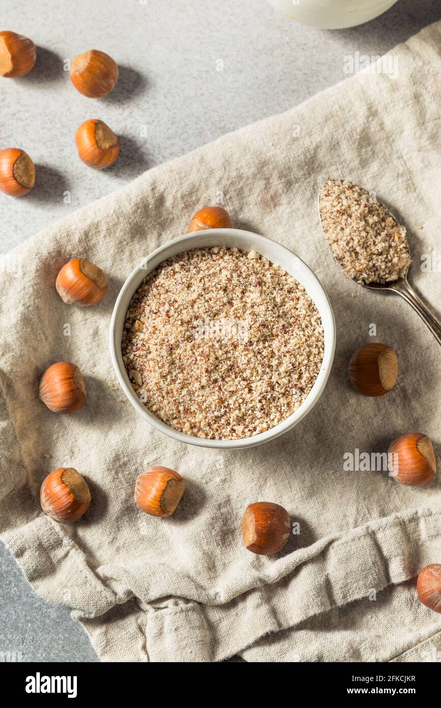 Raw Organic Hazelnut Flour in a Bowl Stock Photo - Alamy