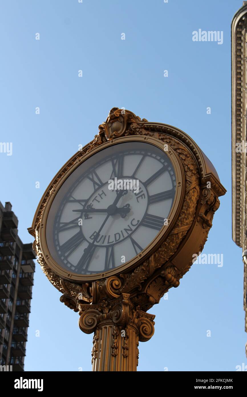 Historic clock on the Fifth Avenue in New York City Stock Photo - Alamy