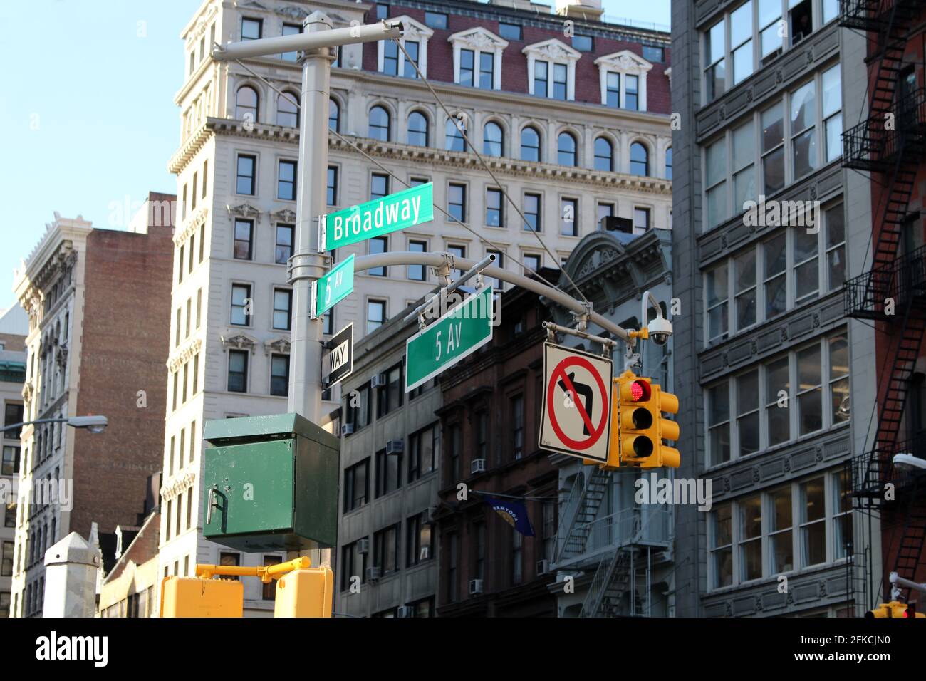 Street sign in Manhattan Fifth Avenue and Broadway Stock Photo - Alamy