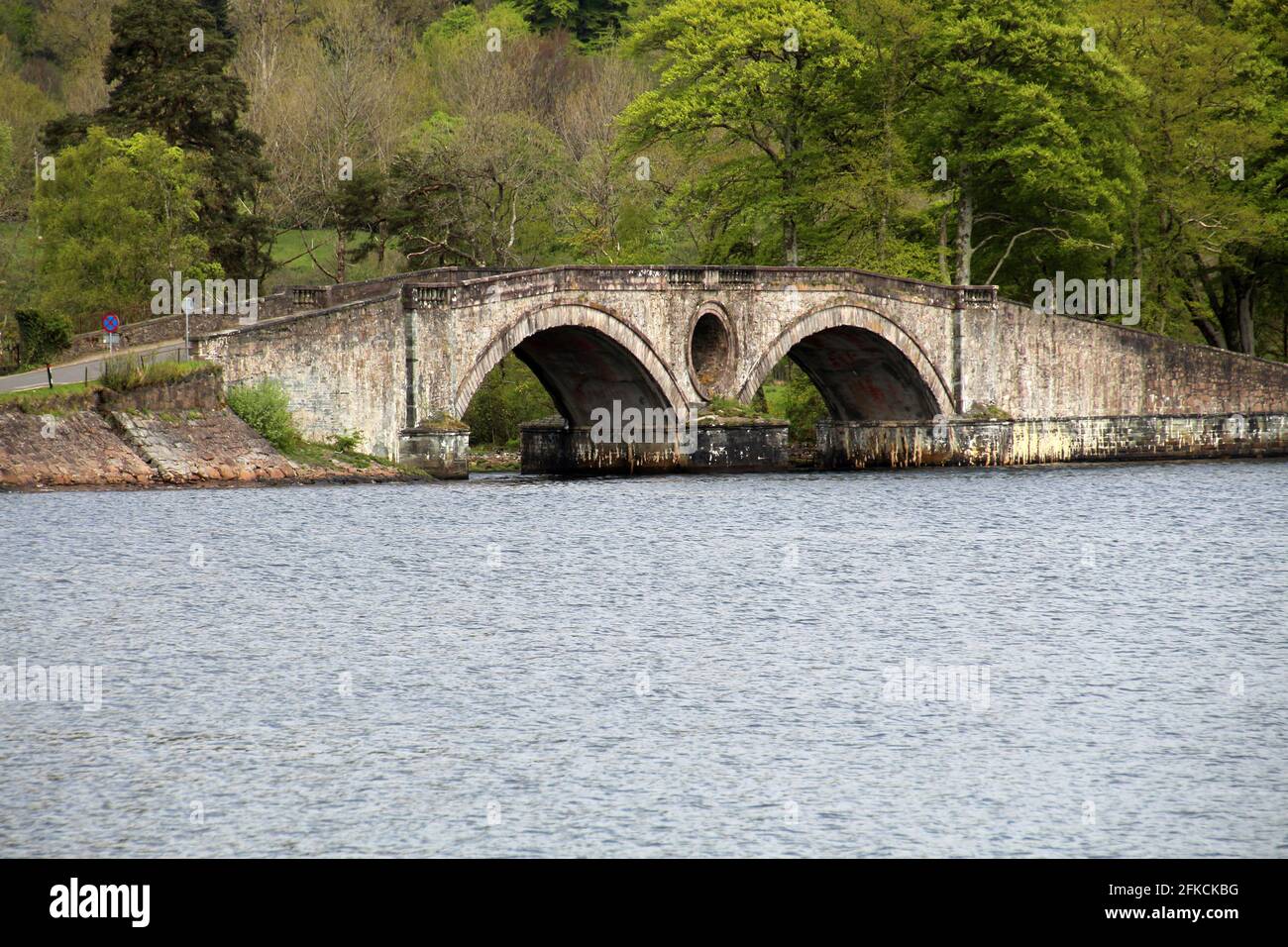 Historic old bridge at Loch Fyne in the area of the Scottish town of ...