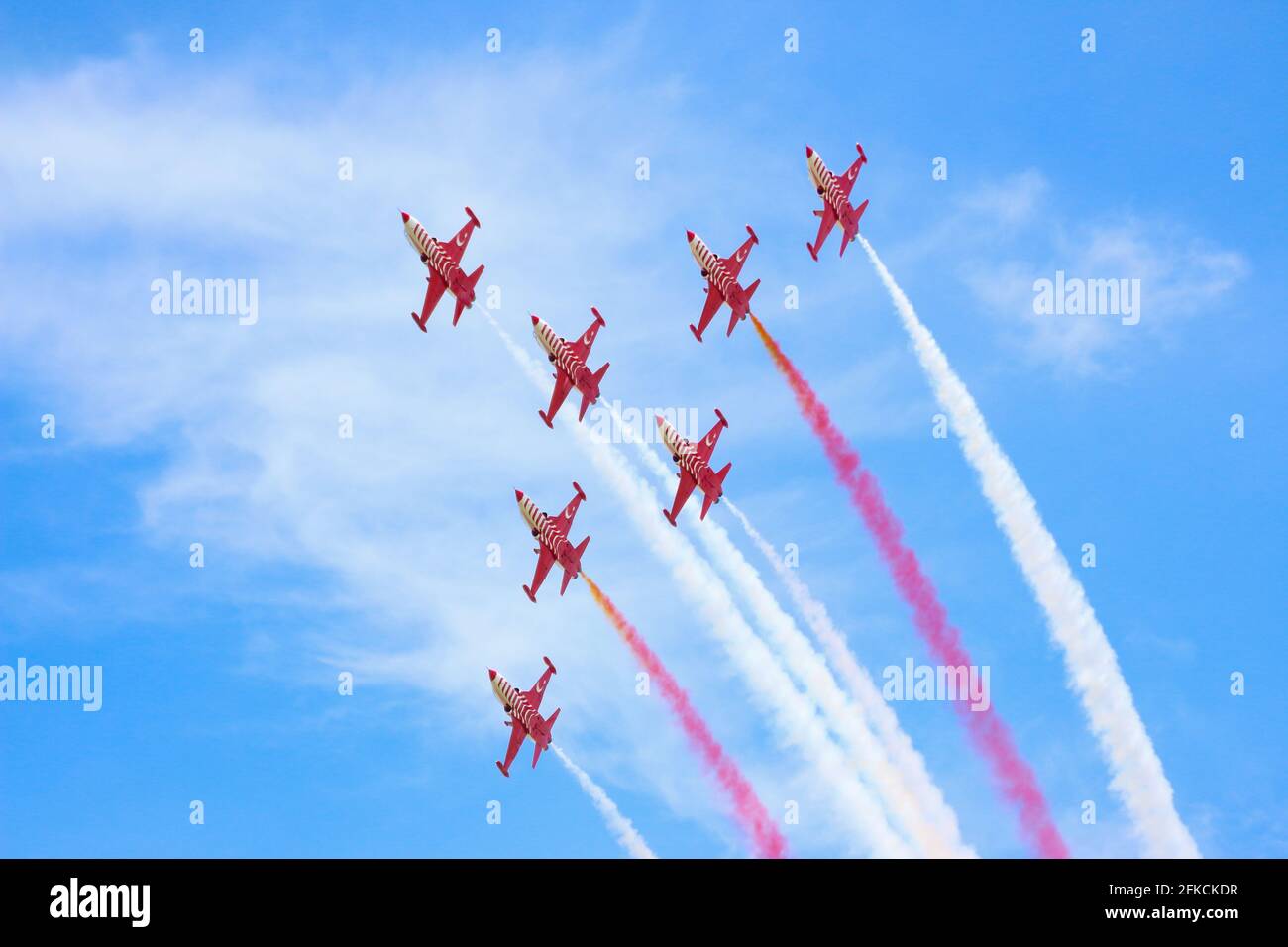 Airshow, Turkish Stars jet air force demonstration Team Acrobatics ...