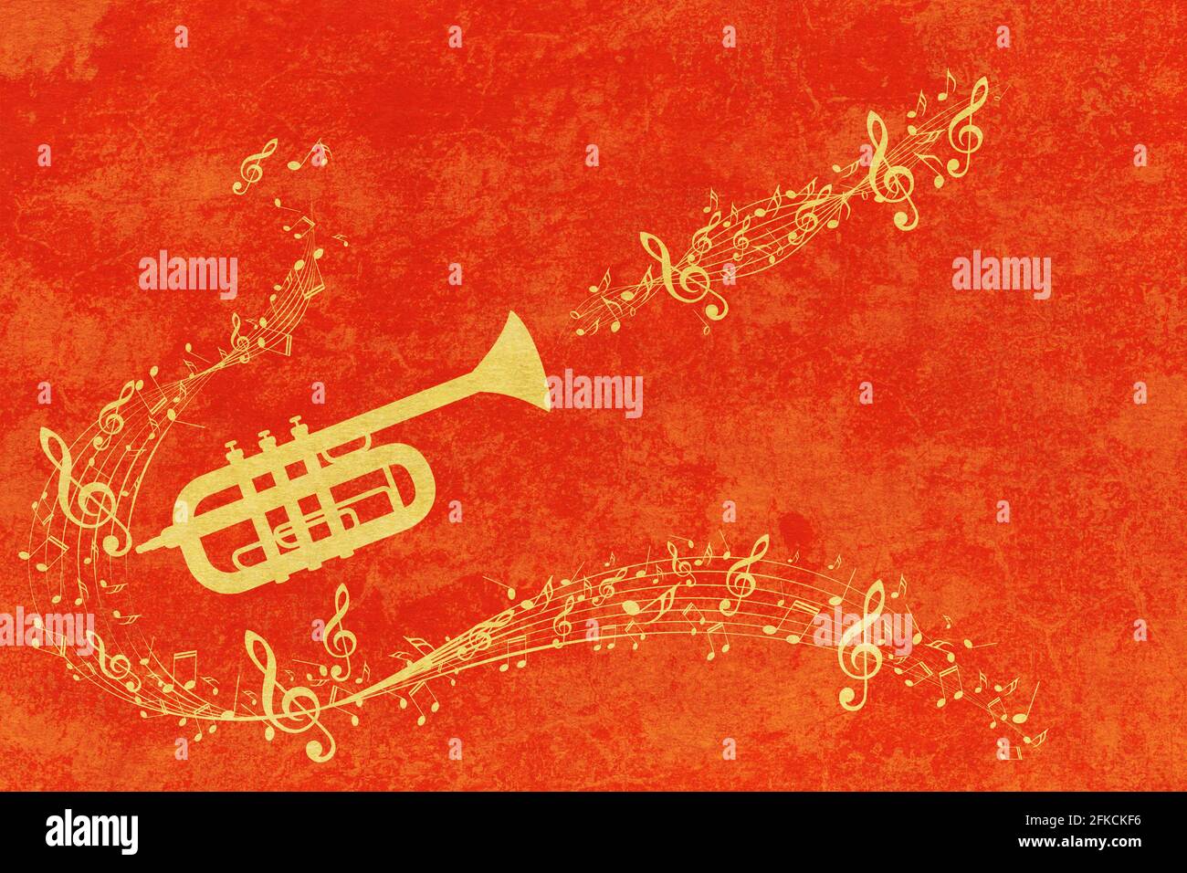 Abstract yellow trumpet design music themed textured illustration Stock ...