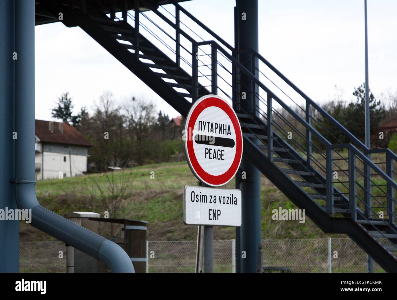 Toll warning sign hi-res stock photography and images - Alamy