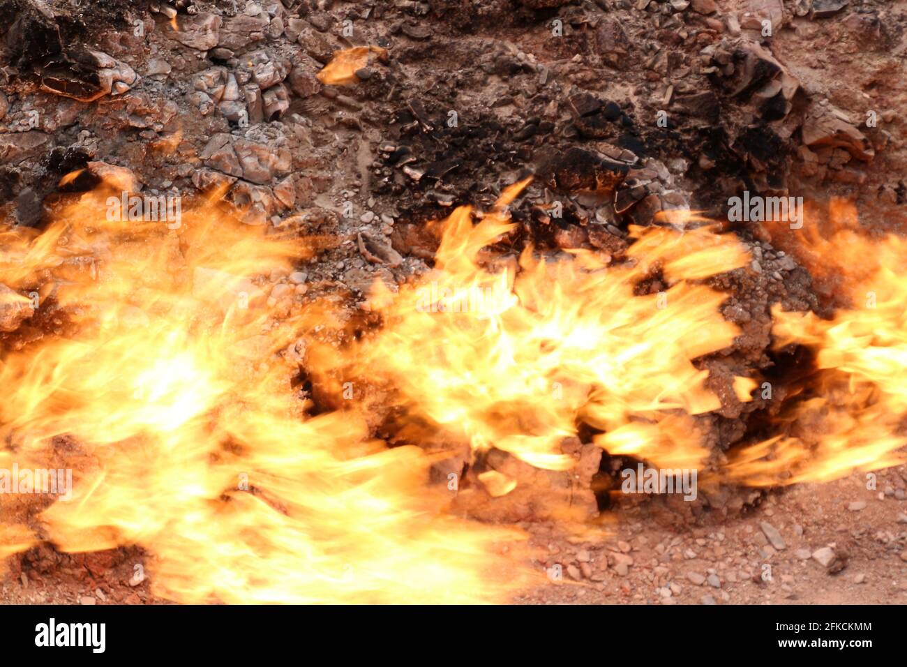 The Yanar Dag-Burning Mountain, Yanar Dag, is a natural gas fire that ...