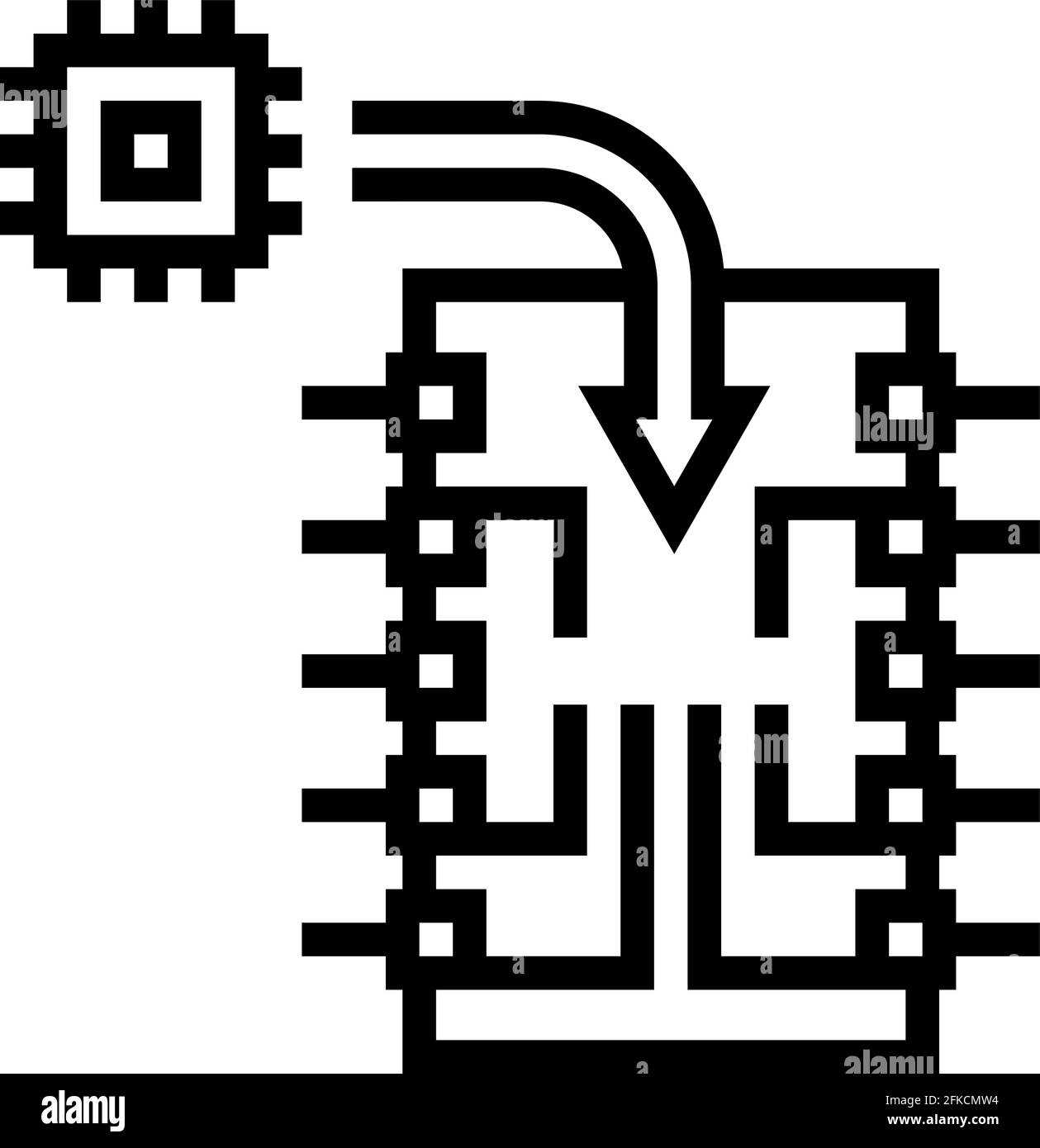 chip installation semiconductor manufacturing line icon vector ...