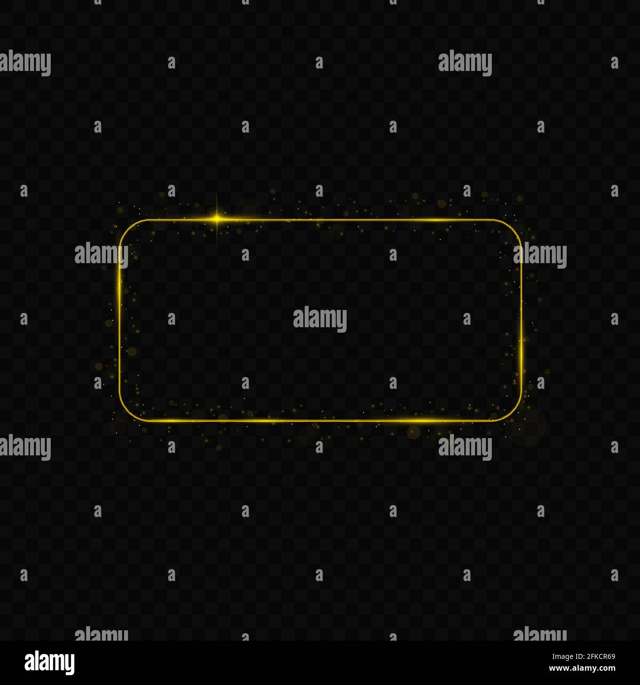 Vector golden frame with lights effects. Shining rectangle banner ...