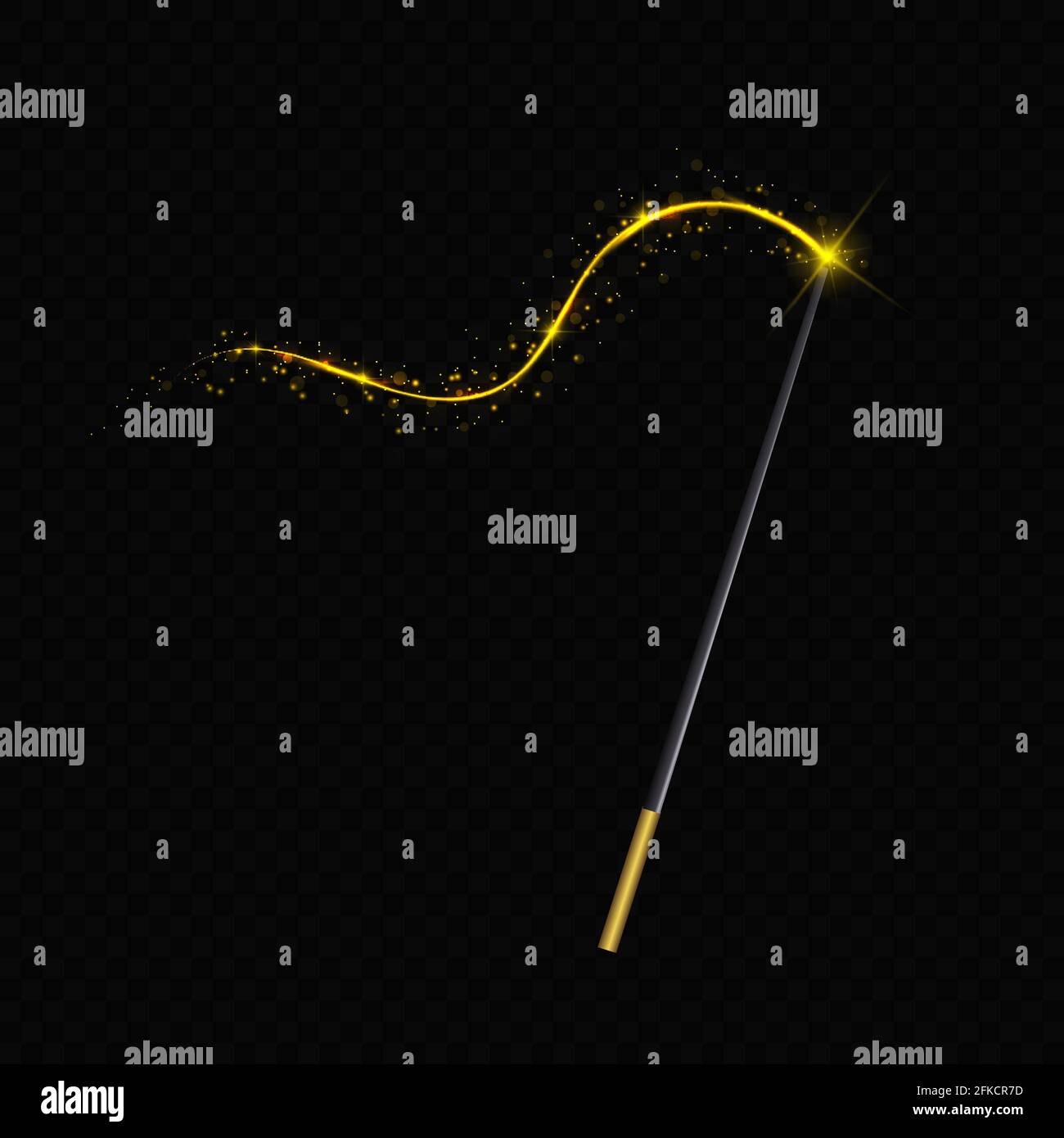 Vector illustration of magic wand. Isolated on black transparent ...