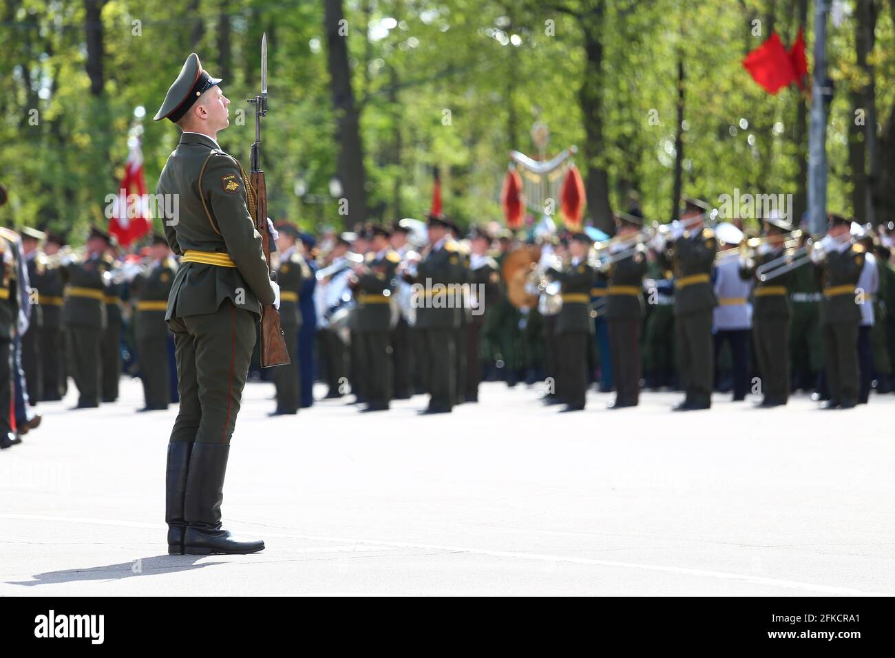 military holiday in city, parade of armed forces of country a solemn ...
