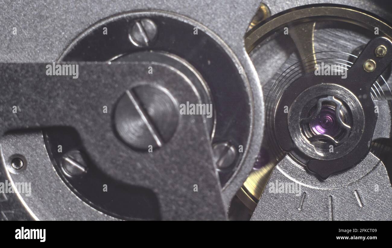 Watch mechanism macro loop. Old vintage clock mechanism working ...