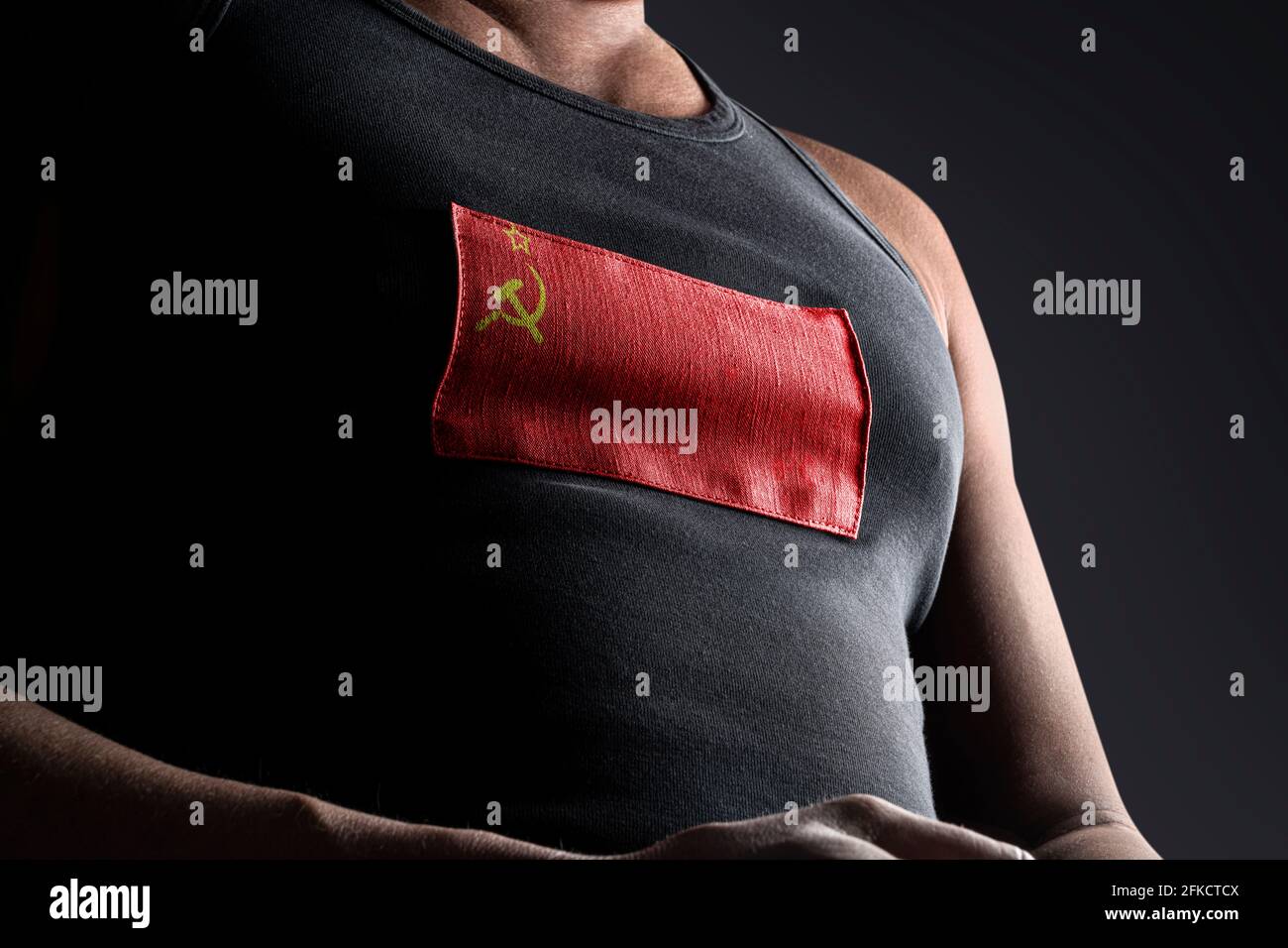 The national flag of USSR on the athlete's chest Stock Photo - Alamy