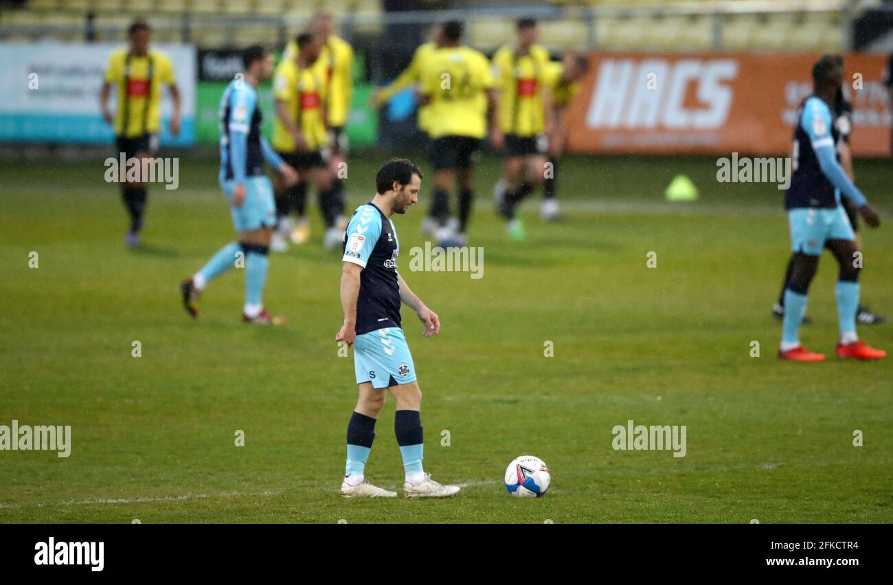 Cambridge United's Wes Hoolahan dejected after Harrogate Town score ...